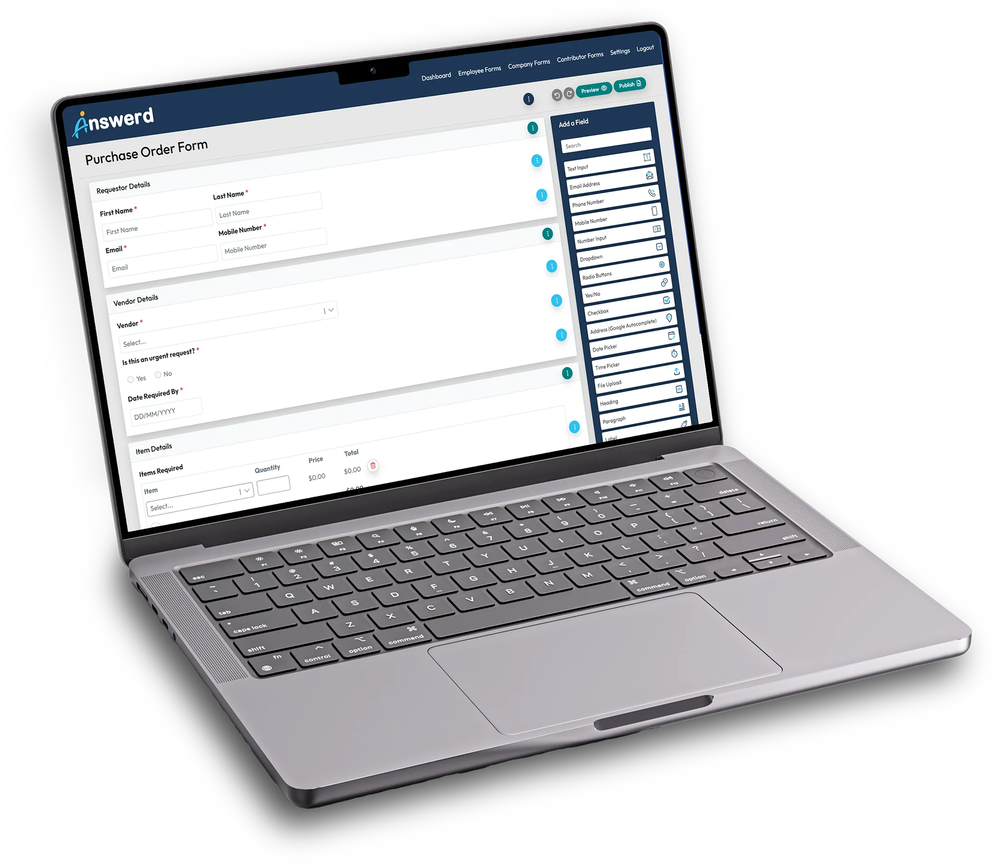 Answerd | Easy-to-Use Form Builder | Custom Workflows | Notifications